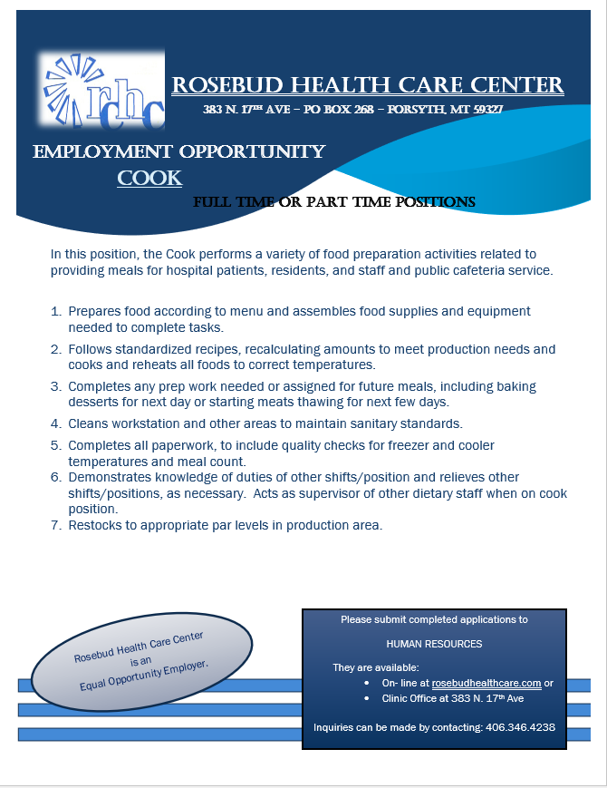 Employment Opportunities at Rosebud Health Care Center